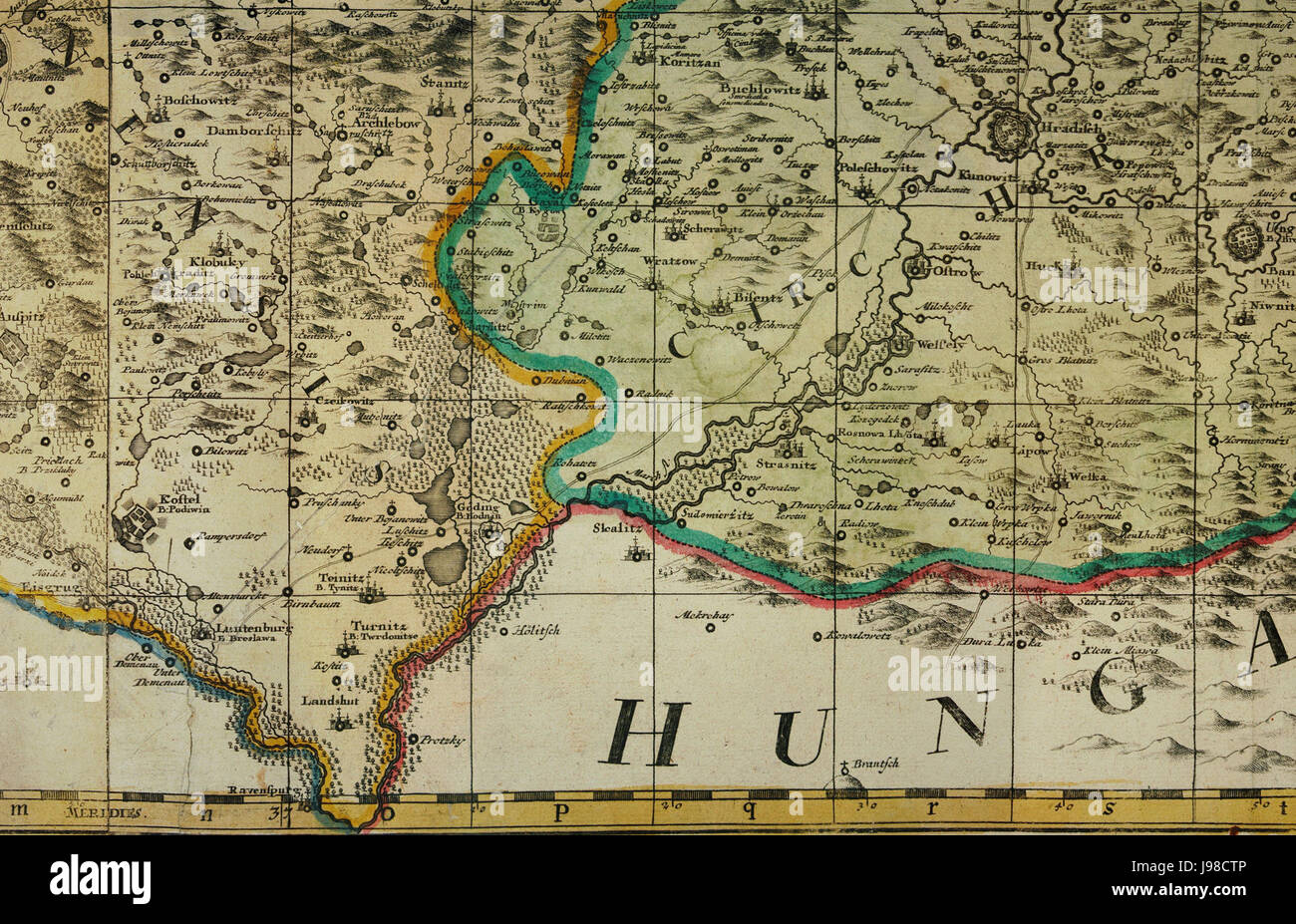 This historical map of Moravia, created in 1511 by the cartographer ...