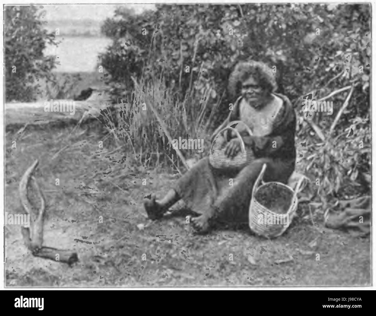 Native tribes of South East Australia Fig 47 Kurnai Woman with Baskets ...