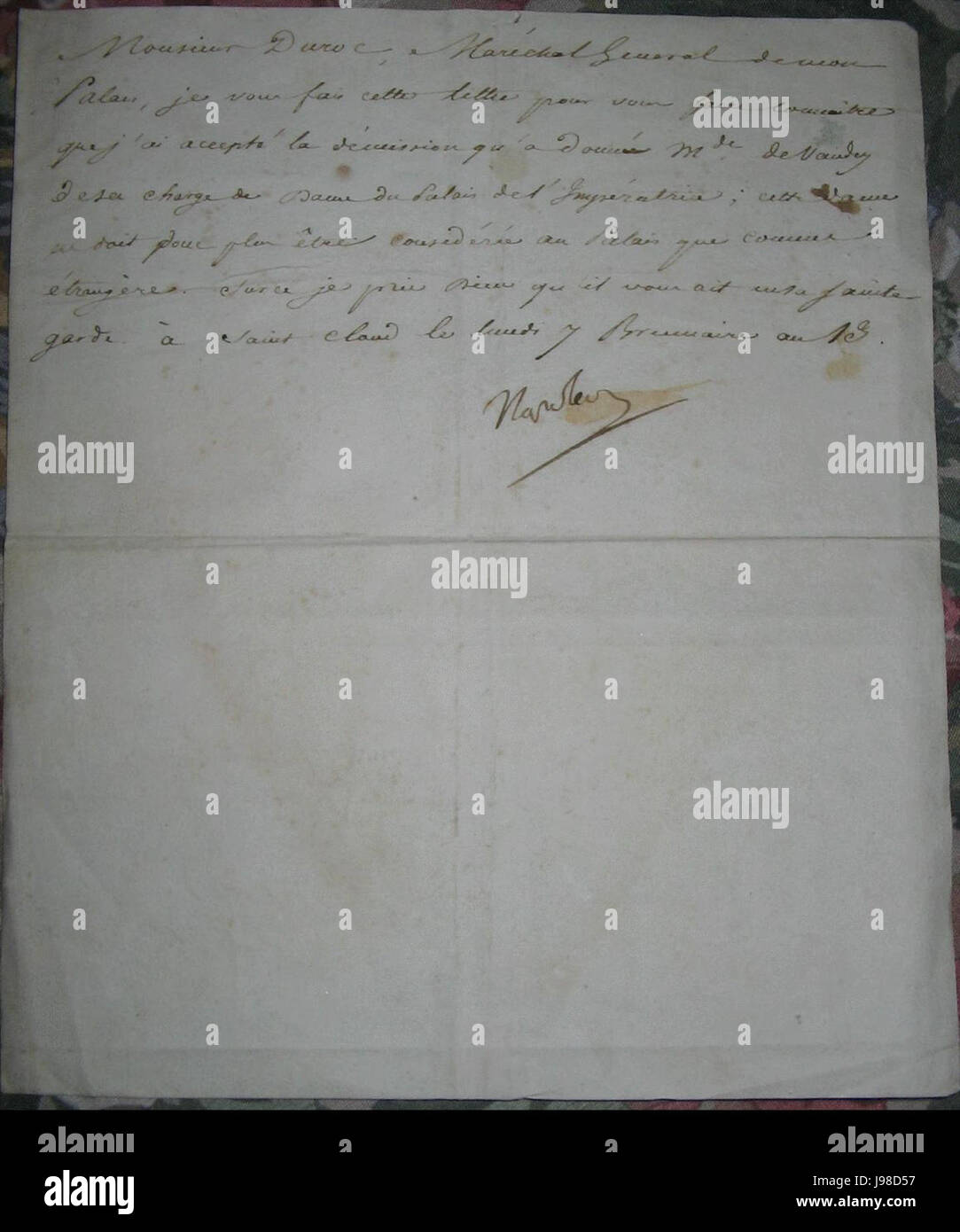 Napoleon de Vaudey letter Stock Photo - Alamy