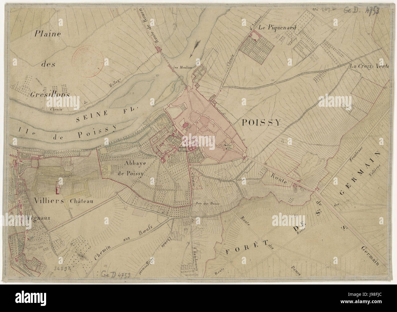 Plan de Poissy et environs Stock Photo - Alamy