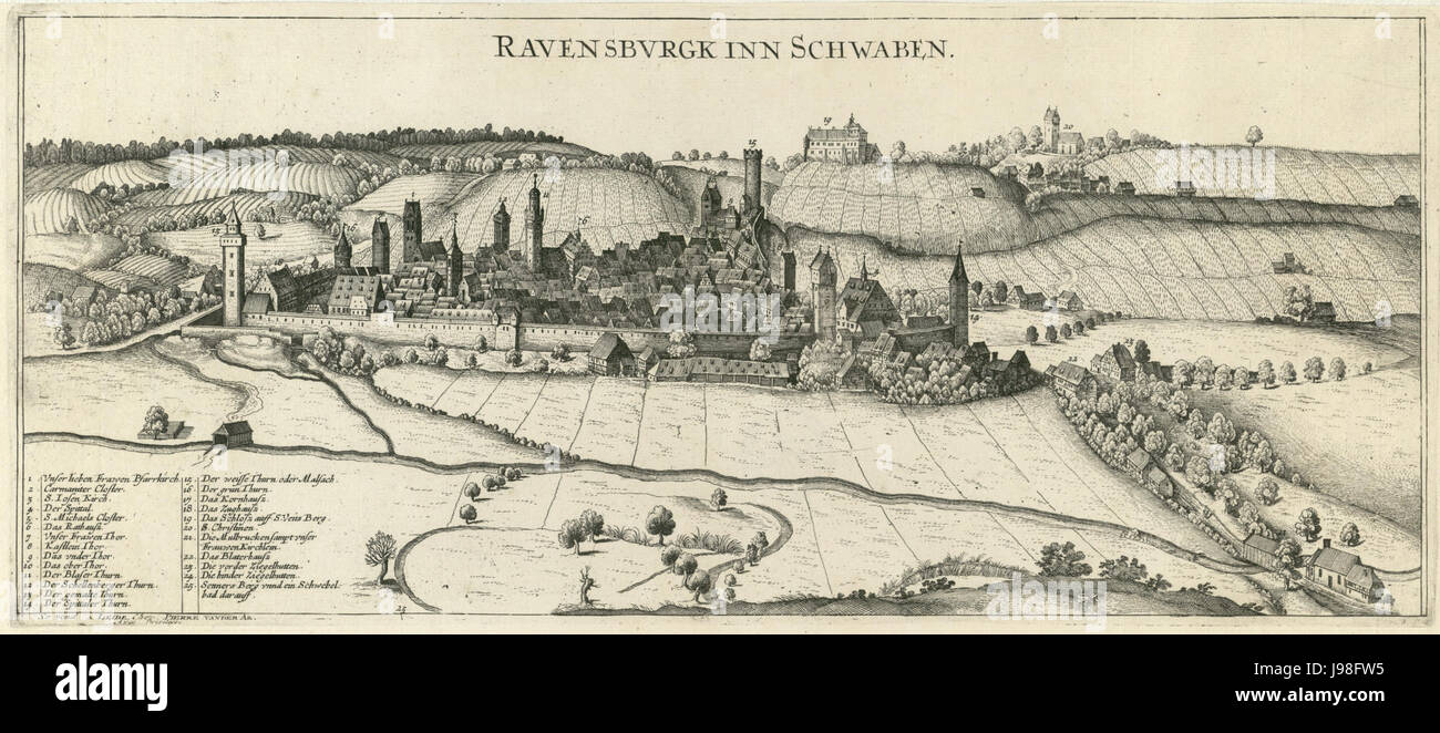 Pieter van der Aa's map of Ravensburg from the 18th century provides a ...