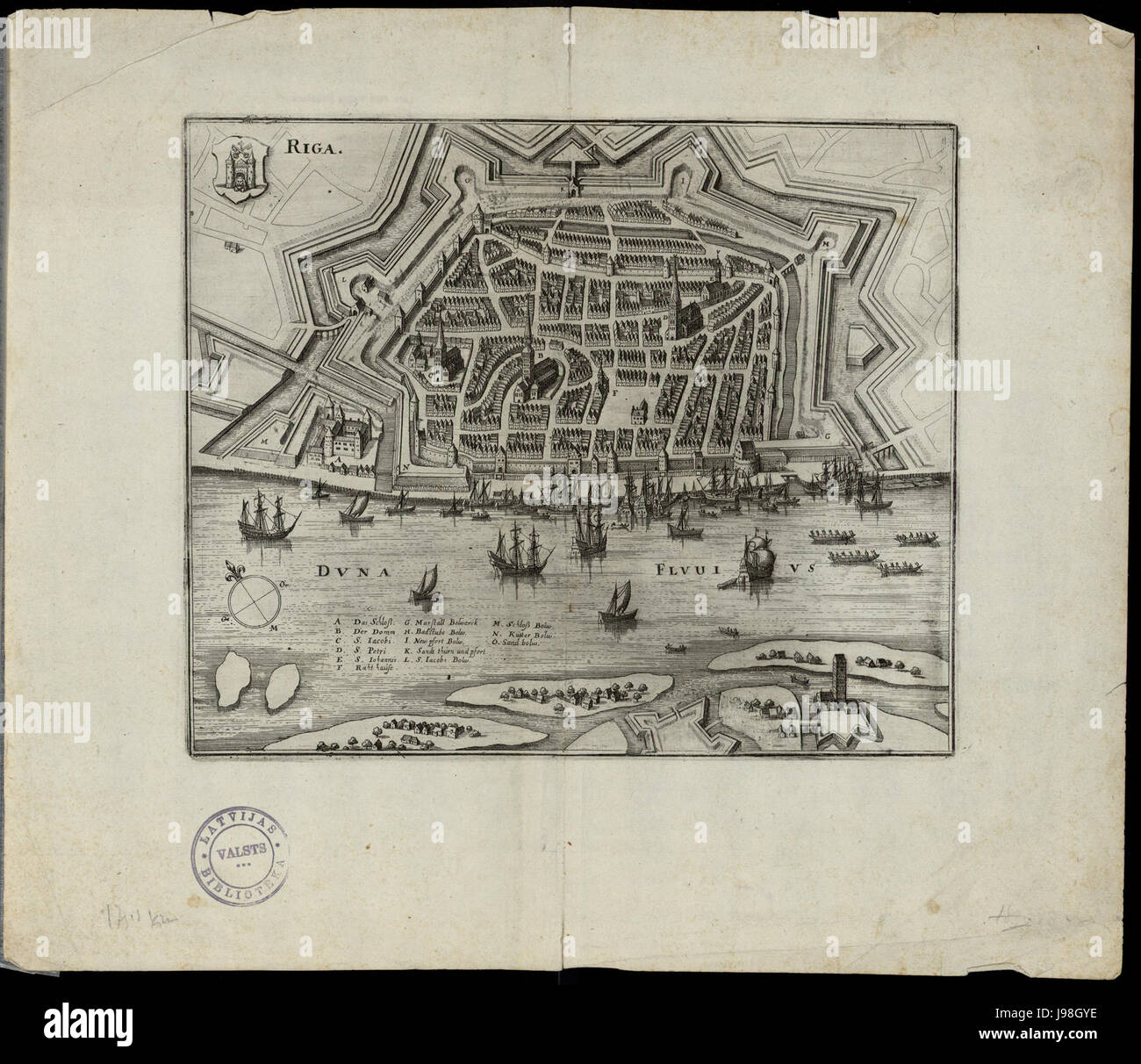 Riga map around 1637 Stock Photo - Alamy