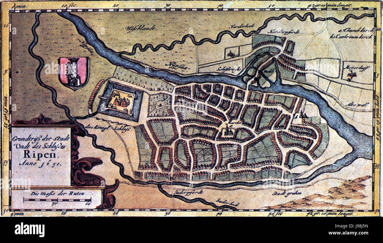 Ribe map 1651 Stock Photo - Alamy