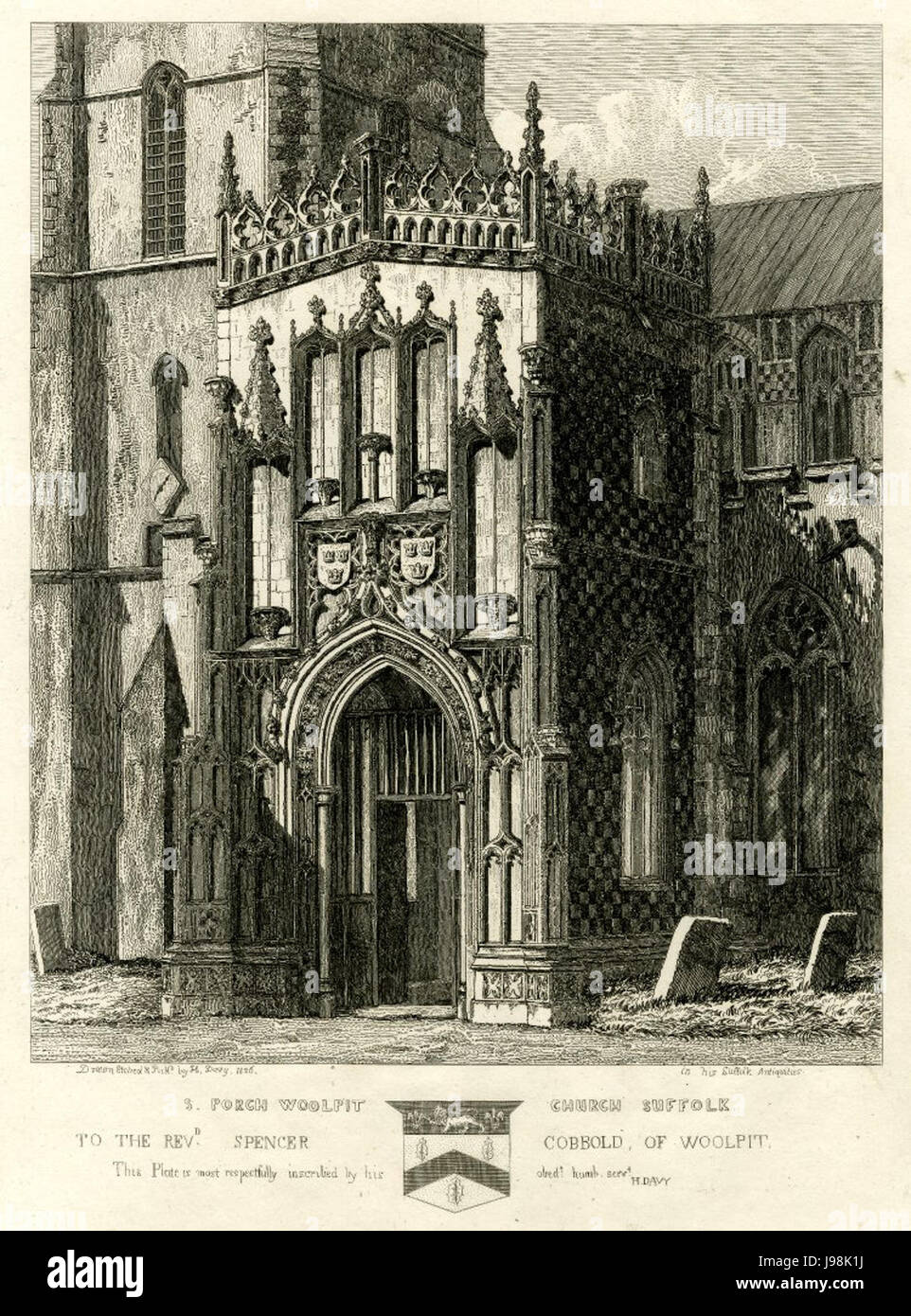 South porch Woolpit Church Suffolk by Henry Davy Stock Photo - Alamy