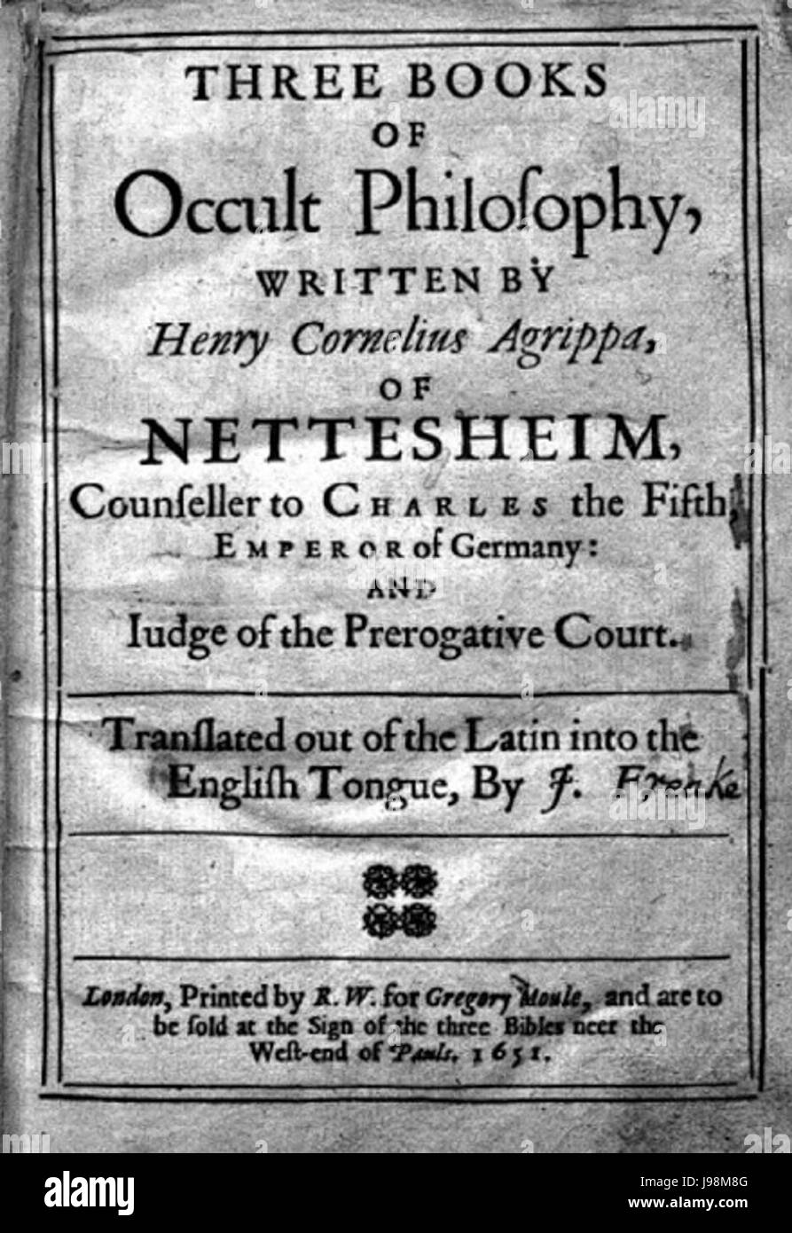 Three Books of Occult Philosophy Book III Title Page 005 London 1651 ...