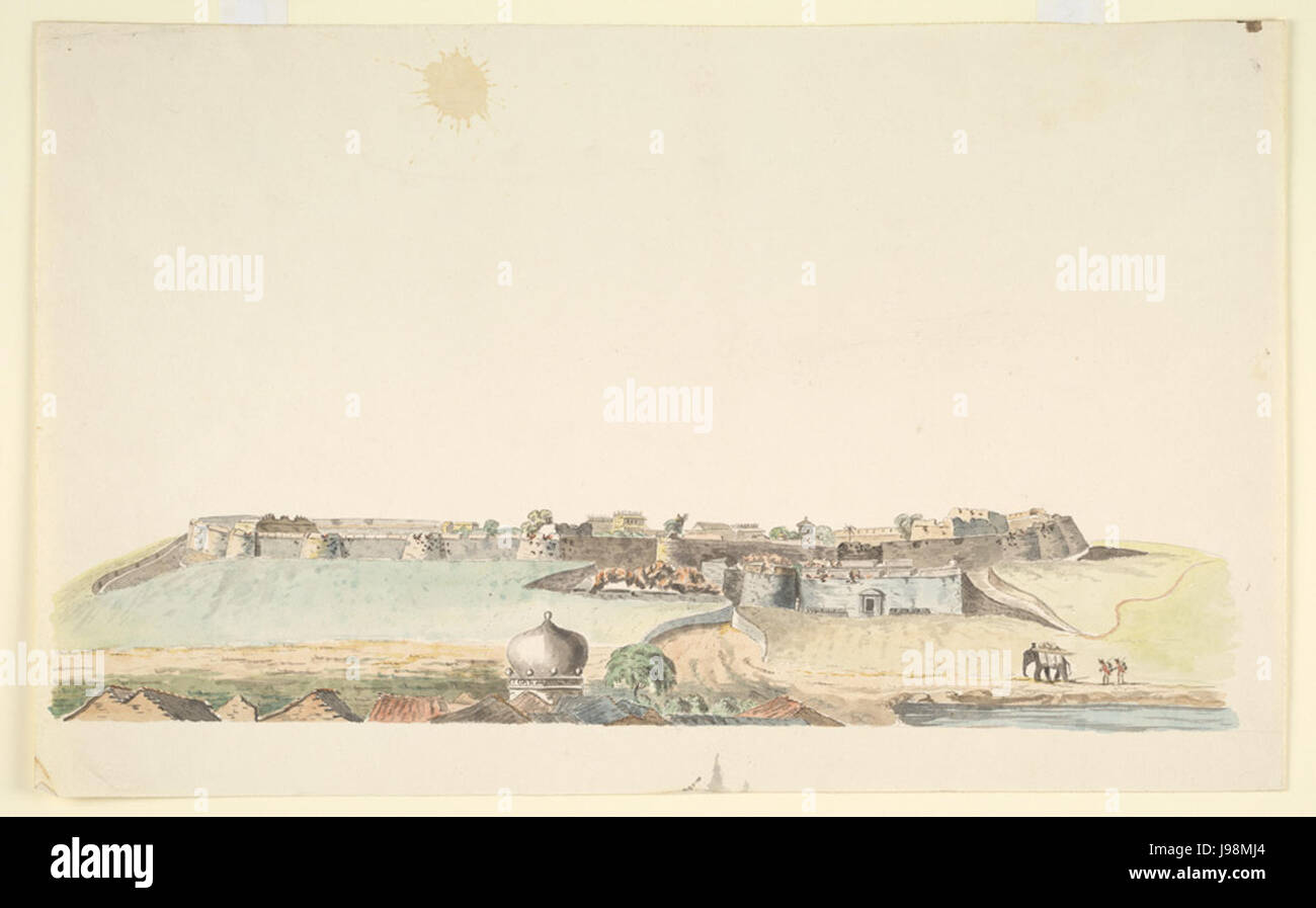 The fort of Bangalore, from a village outside the main gate Stock Photo ...