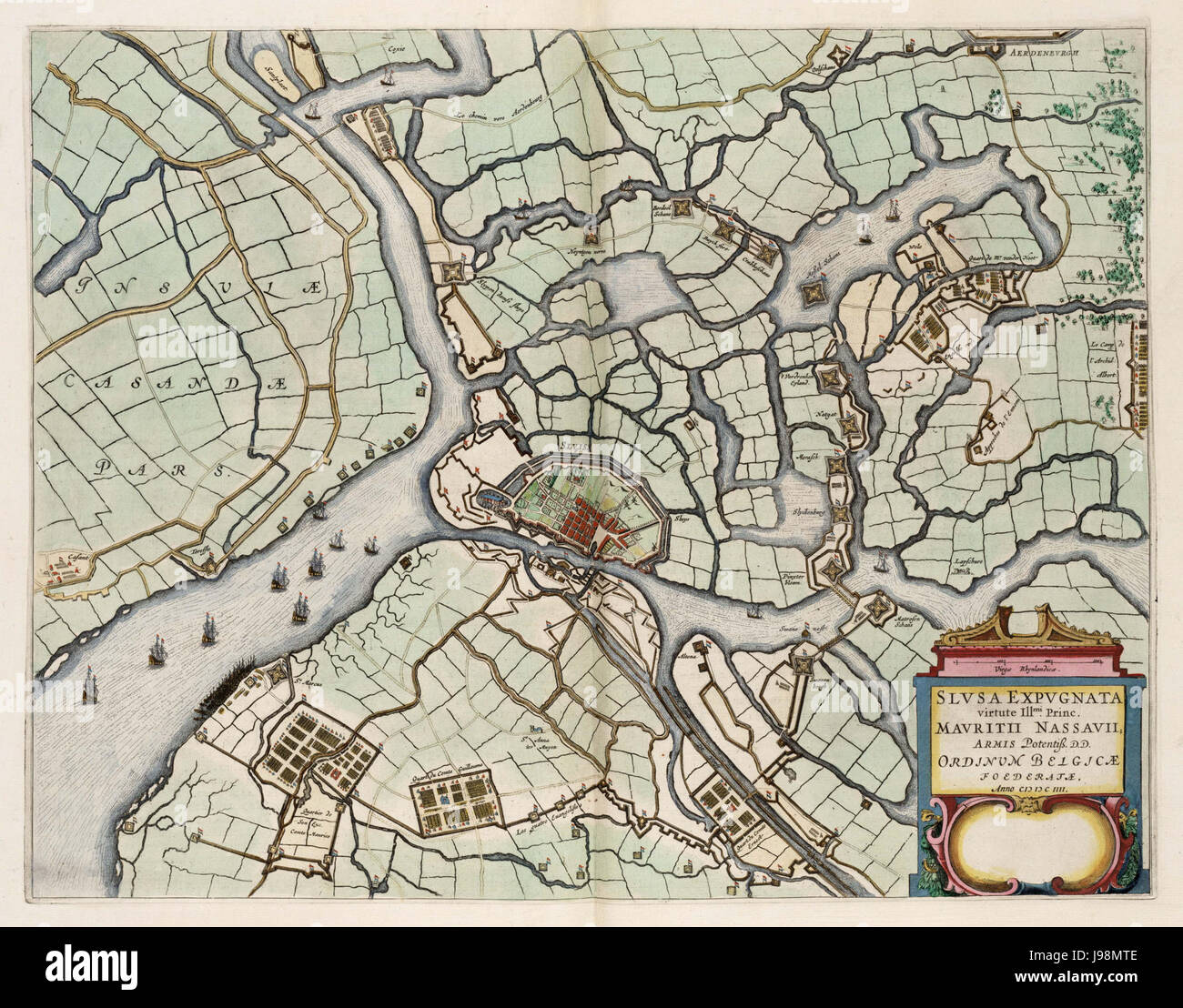The capture of Sluis by Maurice of Orange in 1604 Slusa Expugnata (1649 ...