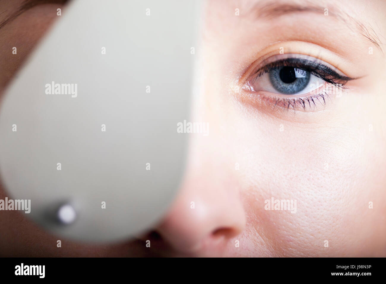 woman, hospital, optician, test, vision, ophthalmology, exam ...