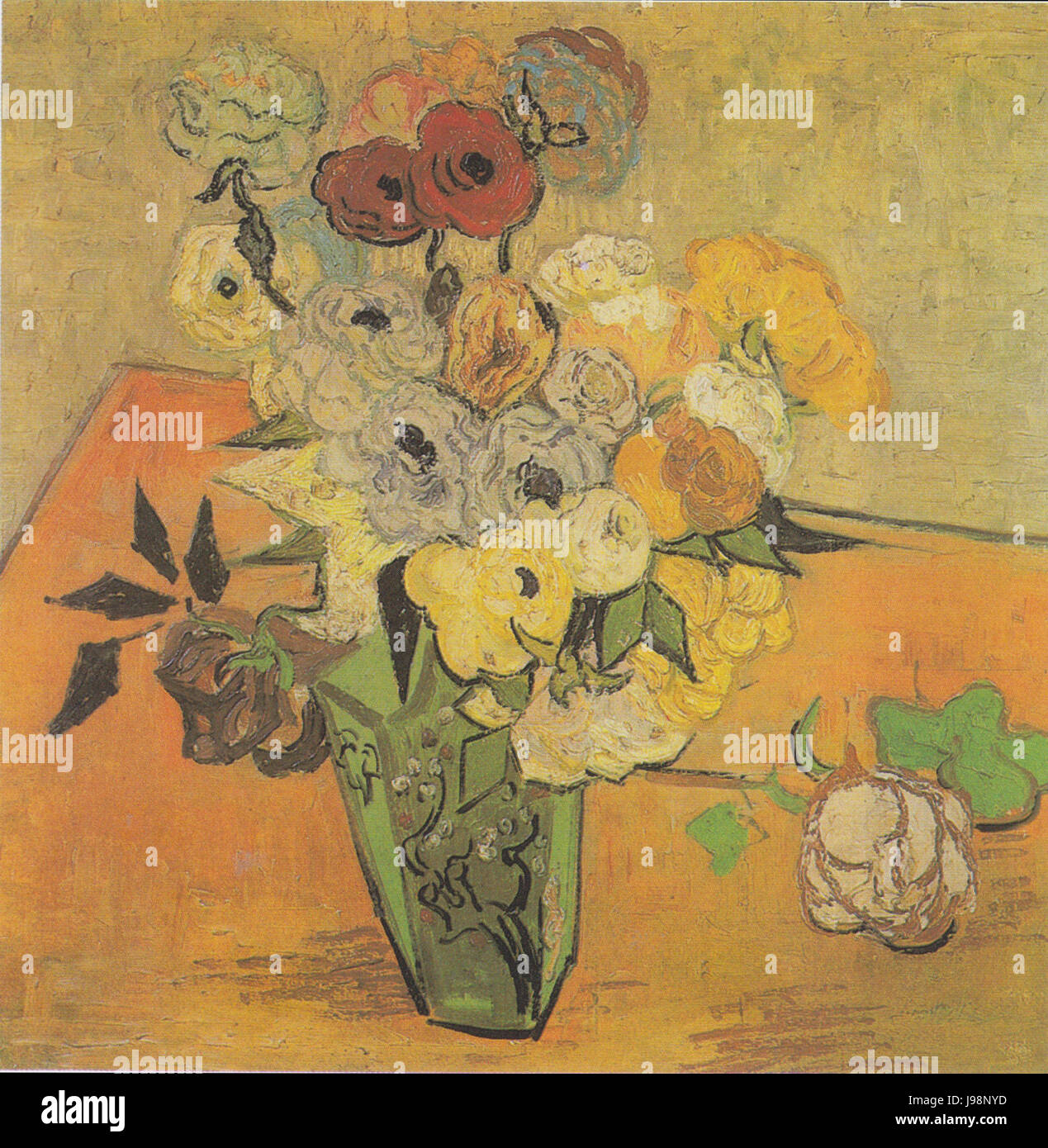 Van Gogh Stillleben mit japanischer Vase, Rosen und Anemonen Stock ...
