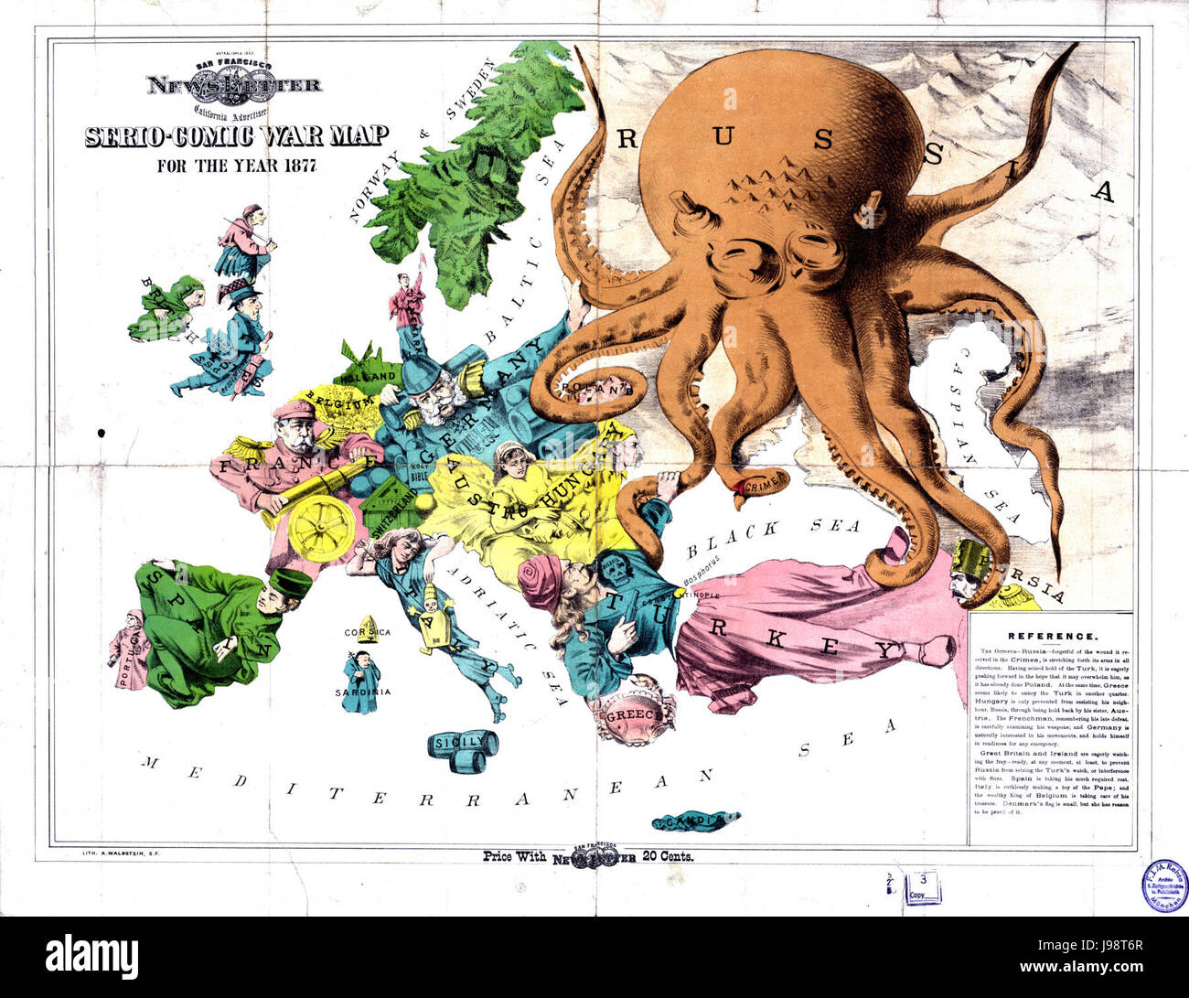 Satirical map of Europe, 1877 Stock Photo - Alamy