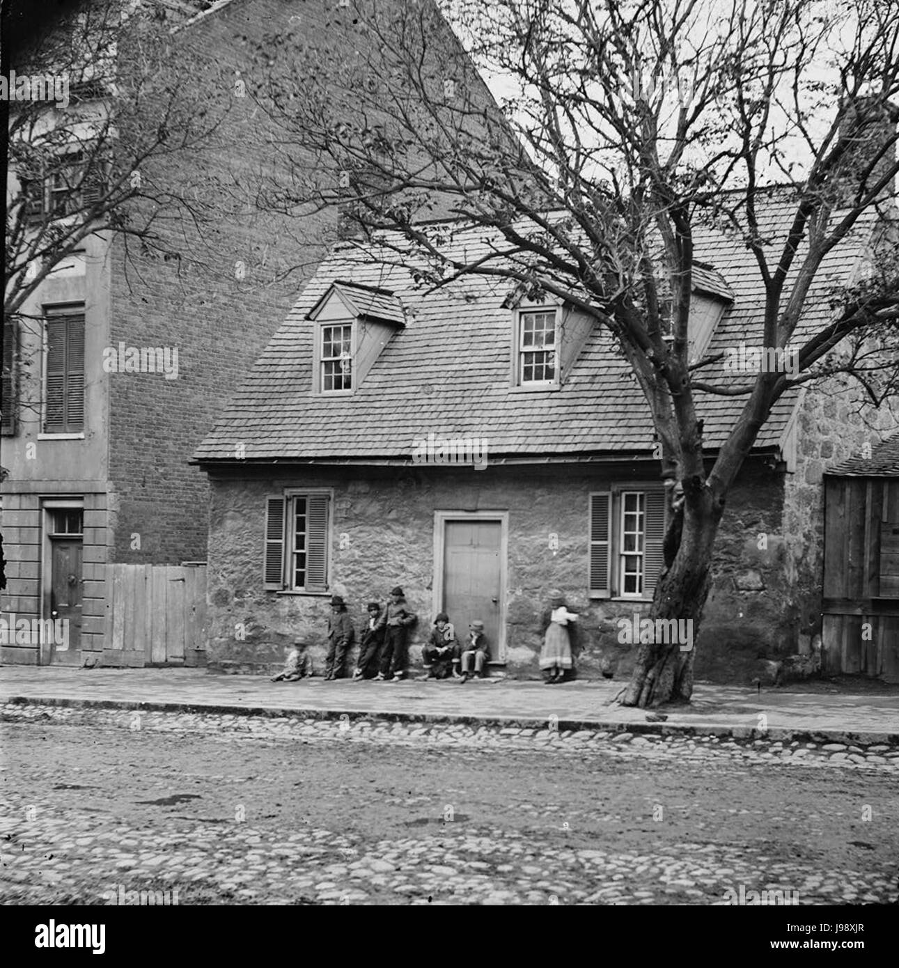 Old stone building colonial Black and White Stock Photos & Images - Alamy