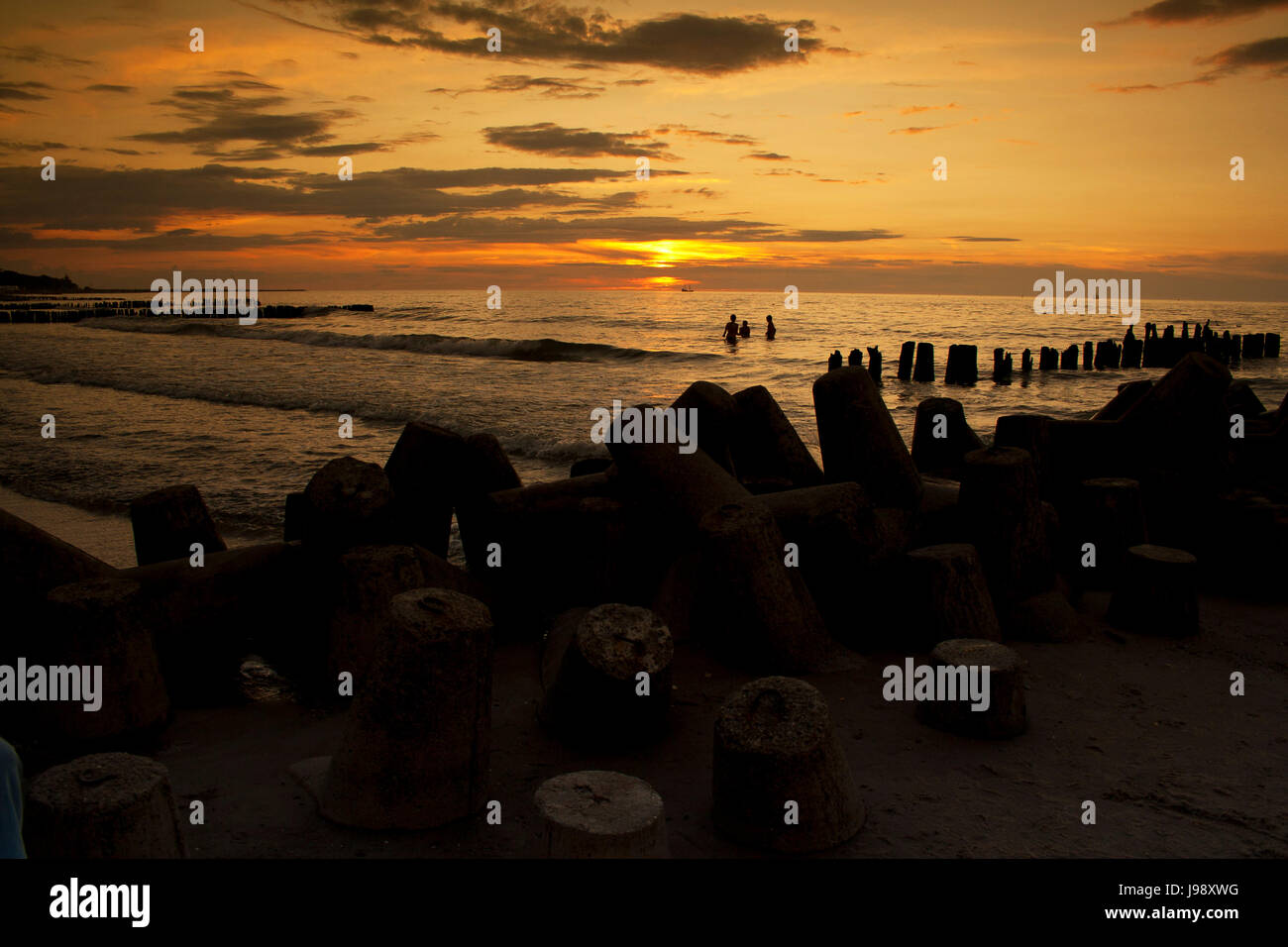 sunset, beach, seaside, the beach, seashore, dusk, poland, baltic, salt ...