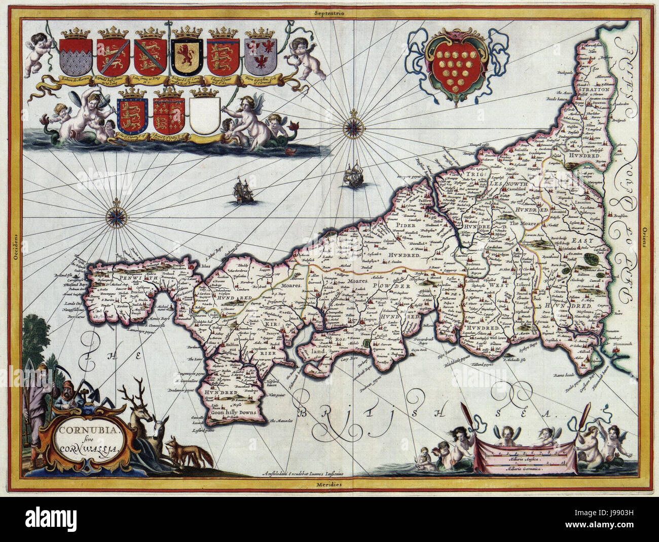 Old map of cornwall hi-res stock photography and images - Alamy