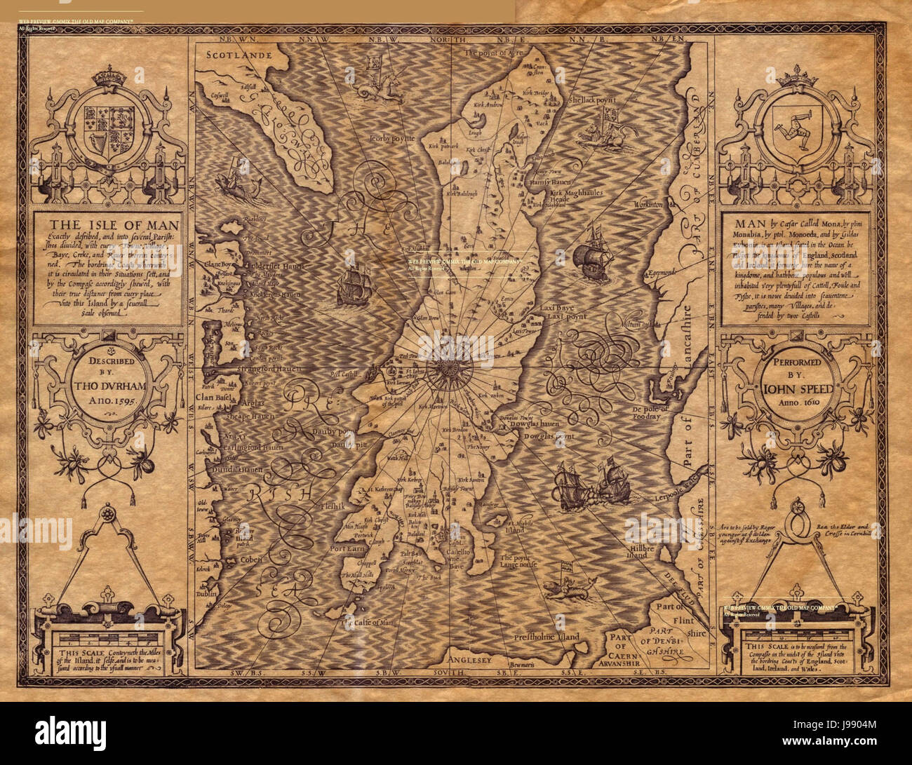 Thomas Durham Map of the Isle of Man 1595 001 Stock Photo - Alamy