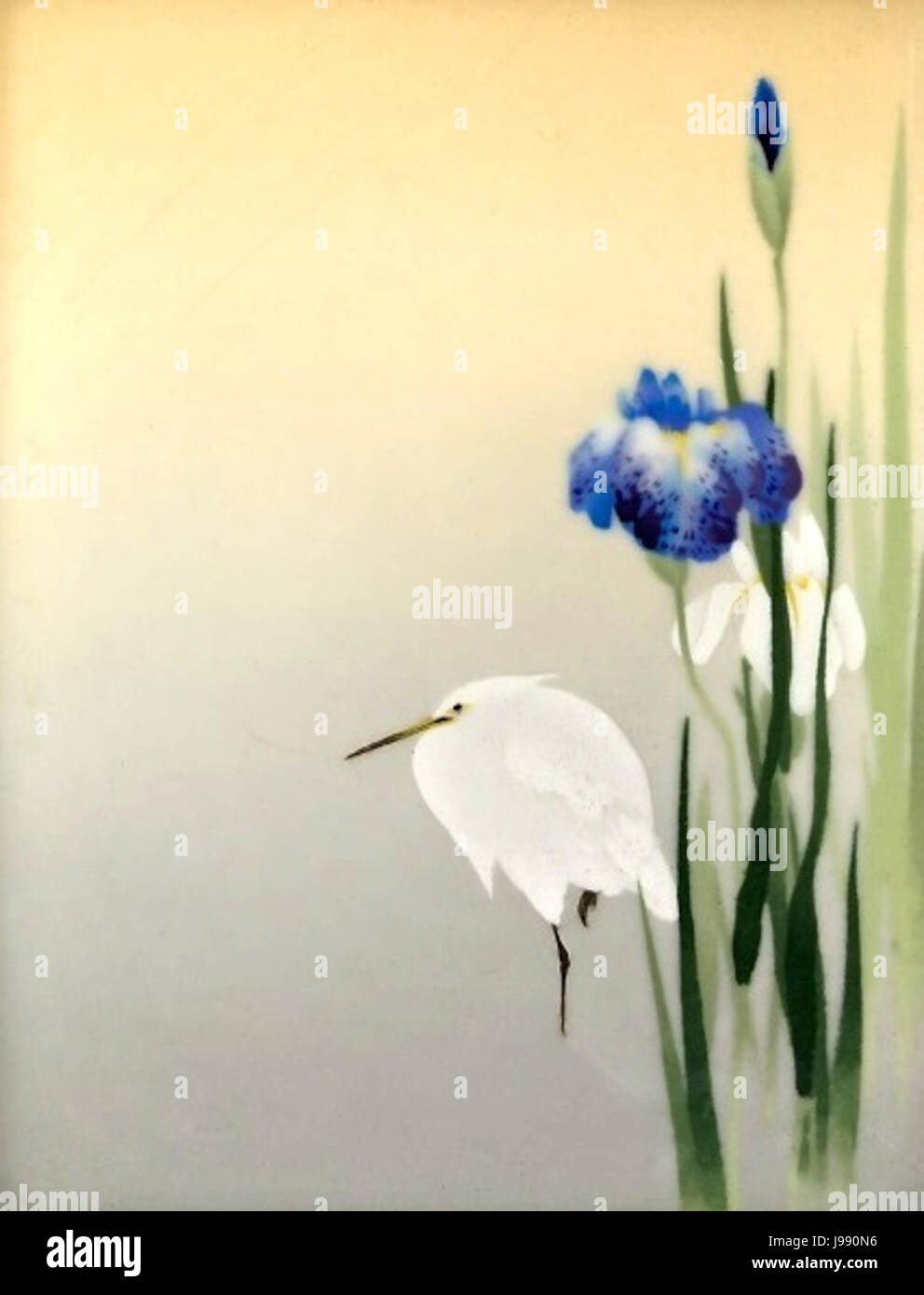 Namikawa Sosuke Tray with a heron Stock Photo - Alamy