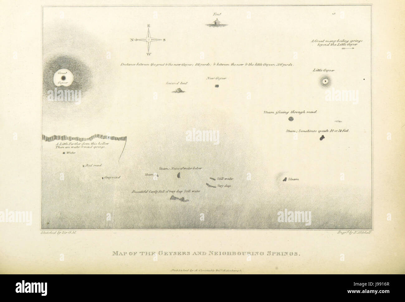 Pg254 Map of the Geysers and neighbouring springs Stock Photo - Alamy