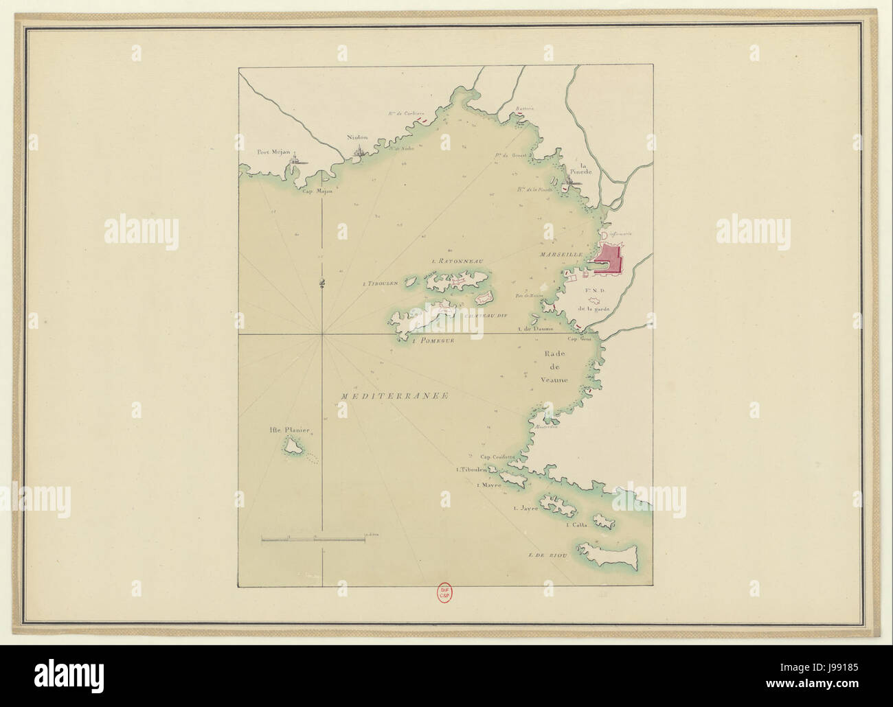 Plans des ports de France (1777) Environs de Marseille Stock Photo - Alamy