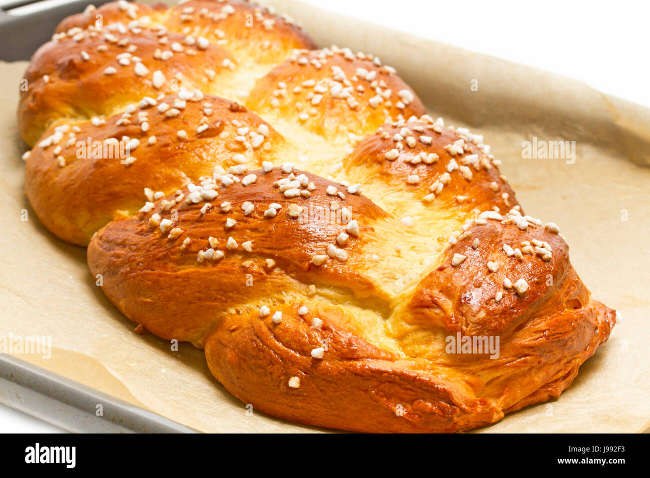 homemade bread plait on baking sheet Stock Photo - Alamy