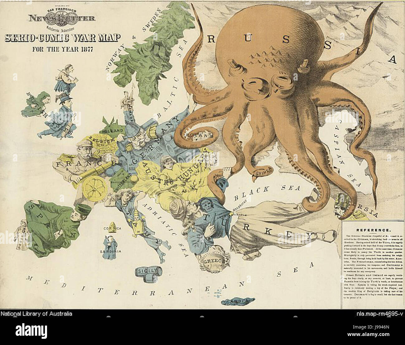 Serio comic war map for 1877 Stock Photo - Alamy