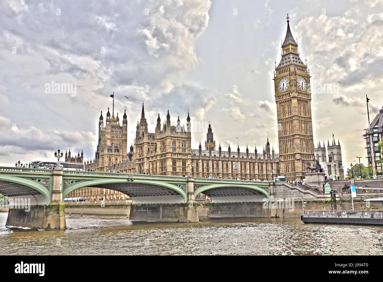 bridge, london, england, parliament, thames, landmark, blue, house ...