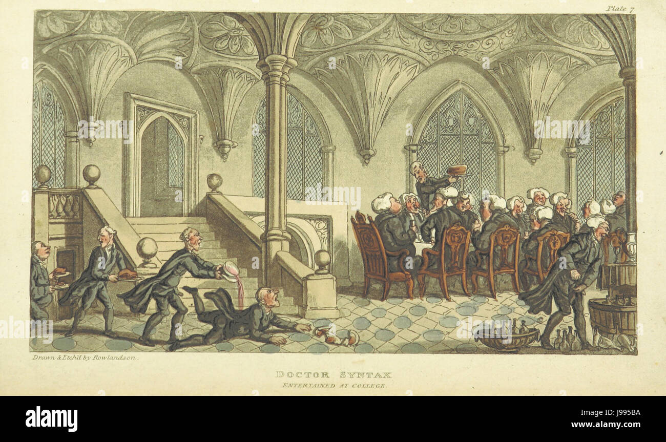 SYNTAX(1813) 07 Doctor Syntax, Entertained at College Stock Photo - Alamy
