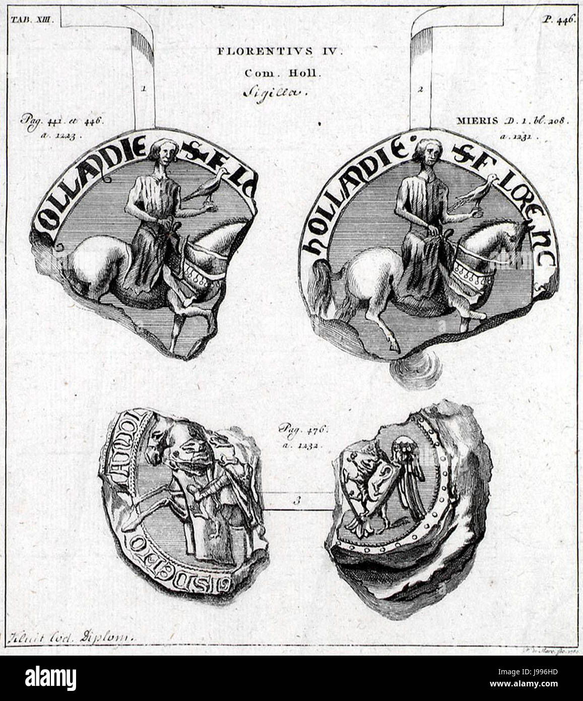 Three seals and a contraseal of Floris IV Count of Holland Stock Photo ...