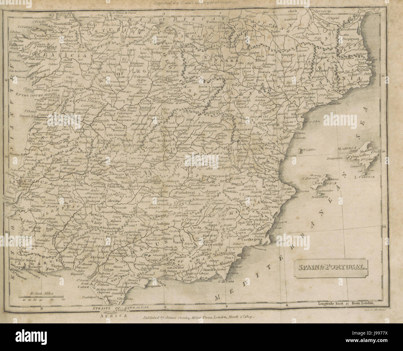 (1811) MAP OF SPAIN AND PORTUGAL Stock Photo - Alamy