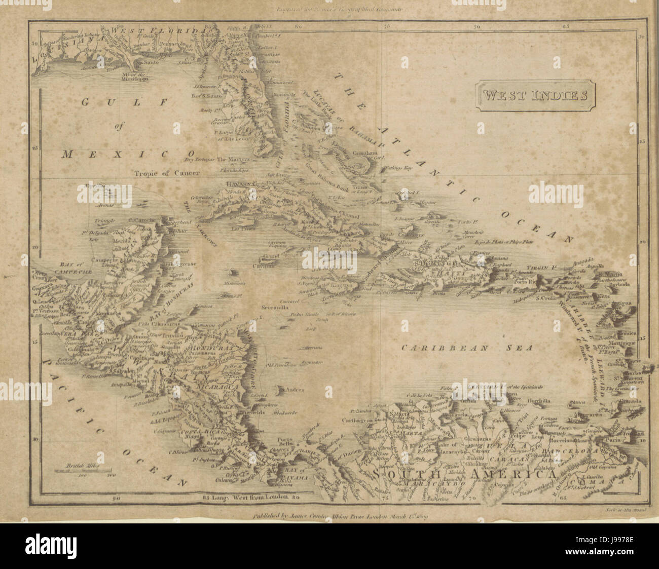 Map of west indies hi-res stock photography and images - Alamy