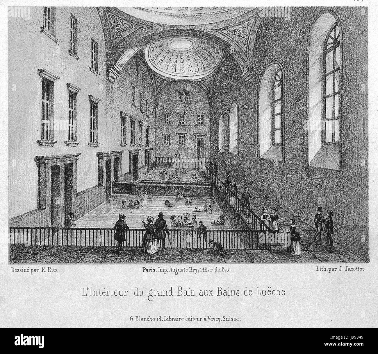 The Baths of Leuk, Leuk, Switzerland; interior. Lithograph b Wellcome ...