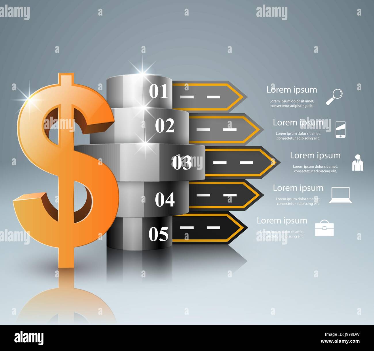 Road infographic. Dollar, money icon Stock Vector Image & Art - Alamy