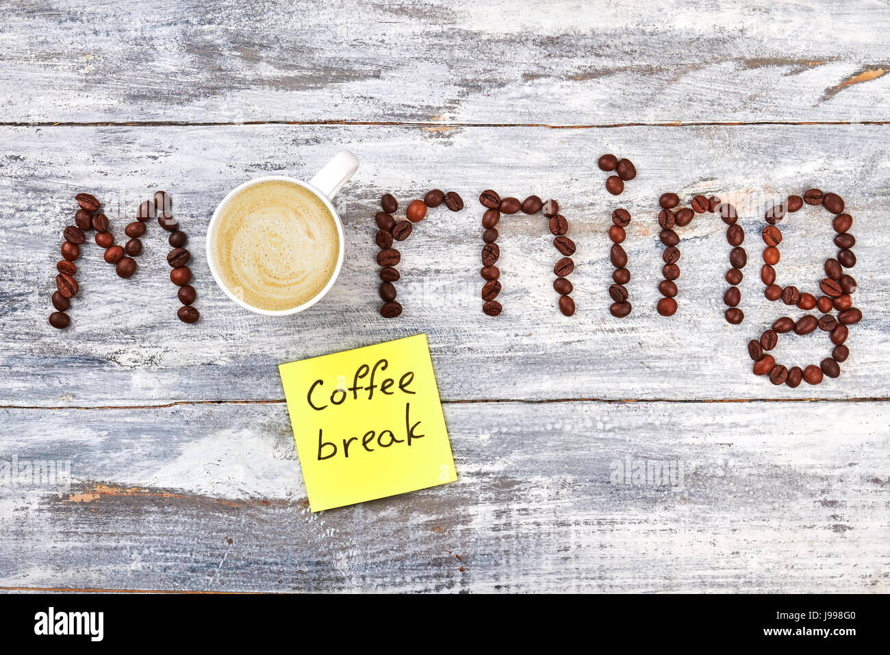 Cup of coffee and message Stock Photo - Alamy