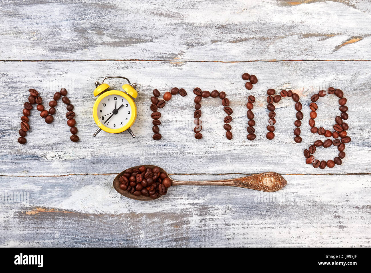 Alarm clock and word morning Stock Photo - Alamy
