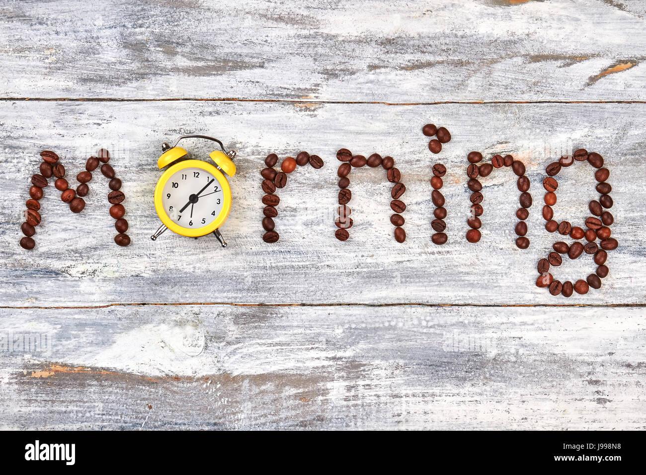 Alarm clock in word morning Stock Photo - Alamy