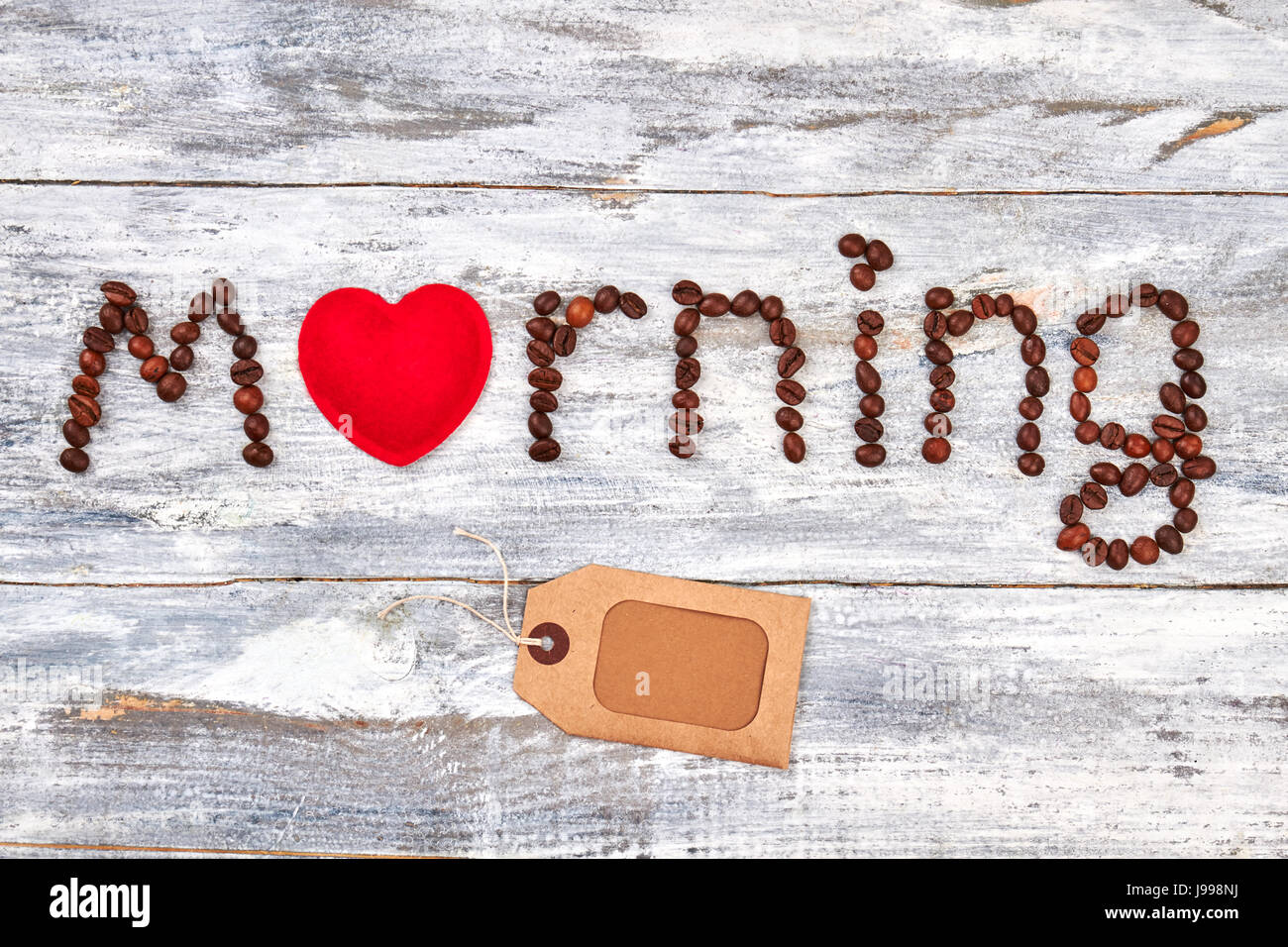 Red heart in word morning Stock Photo - Alamy