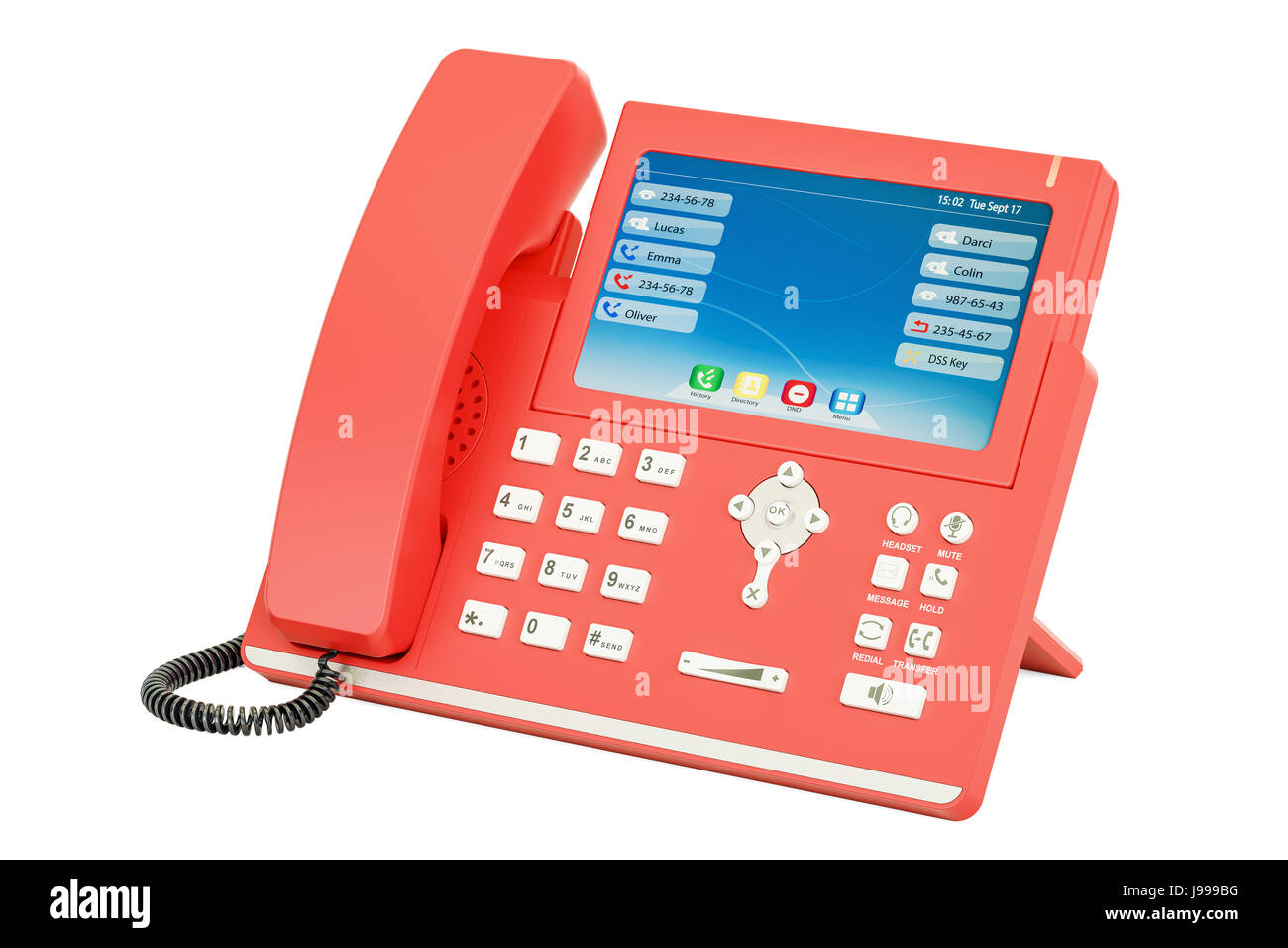 Modern red IP Phone, 3D rendering isolated on white background Stock ...