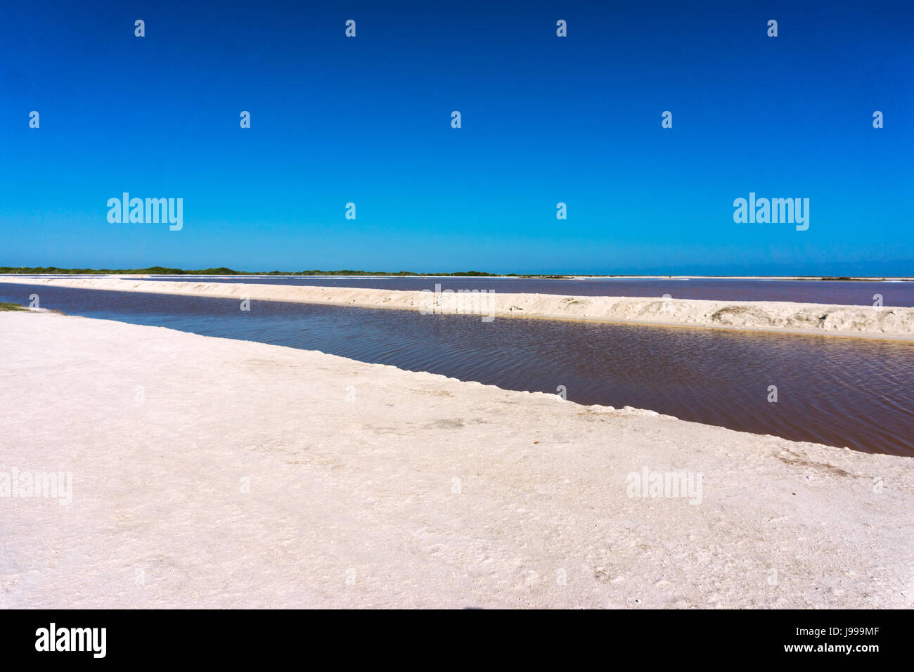 Landscape view of salt production pools near Rio Lagartos, Mexico Stock ...