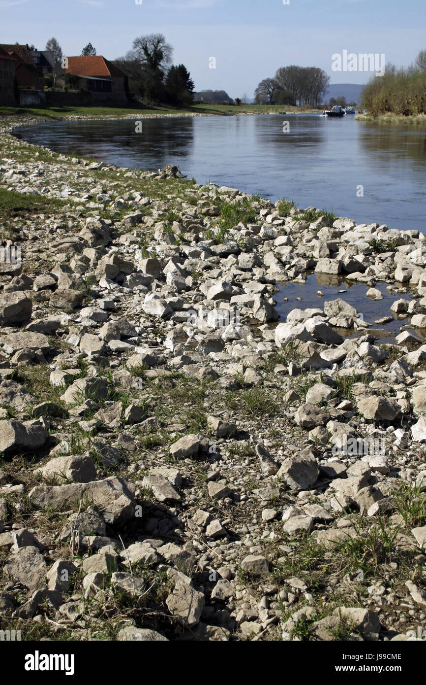 weser, scenery, countryside, nature, river, water, weser, lower saxony ...