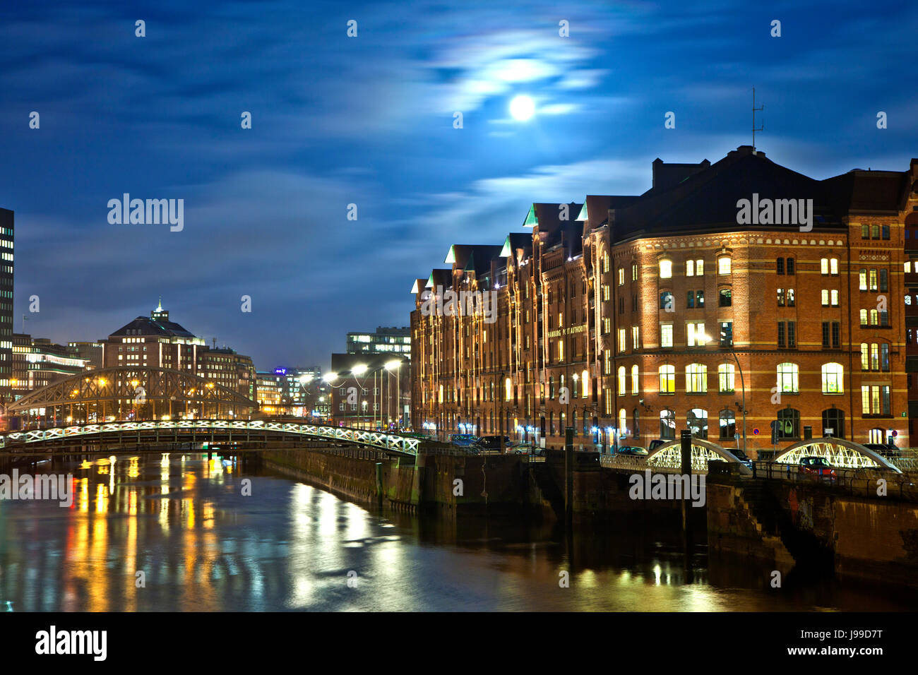 night, nighttime, germany, german federal republic, hamburg, style of ...