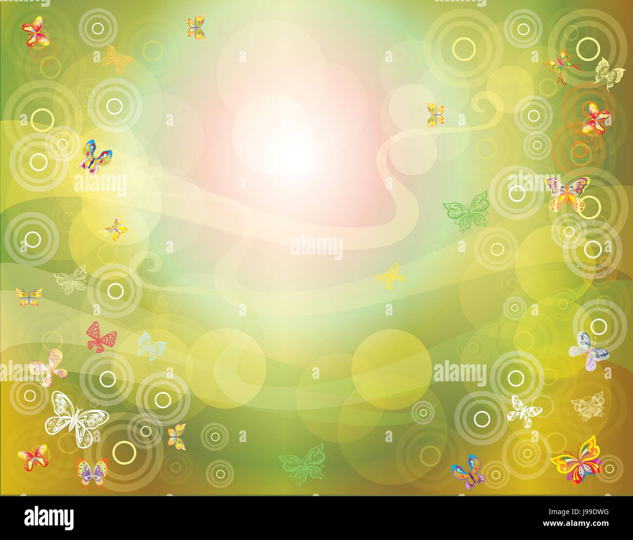 Vector background with butterfly on colorful green background Stock ...