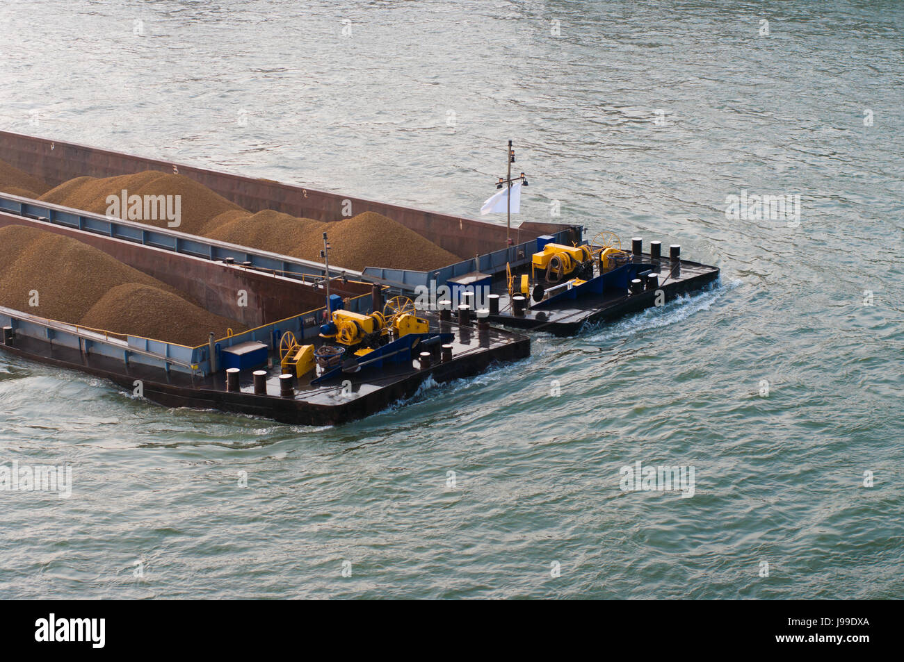 freighter, boat, ship, loaded, barge, cargo, sands, sand, river, water ...