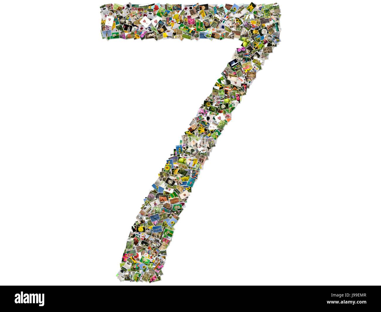 writing, font, typography, collage, photos, seven, number, mosaics ...