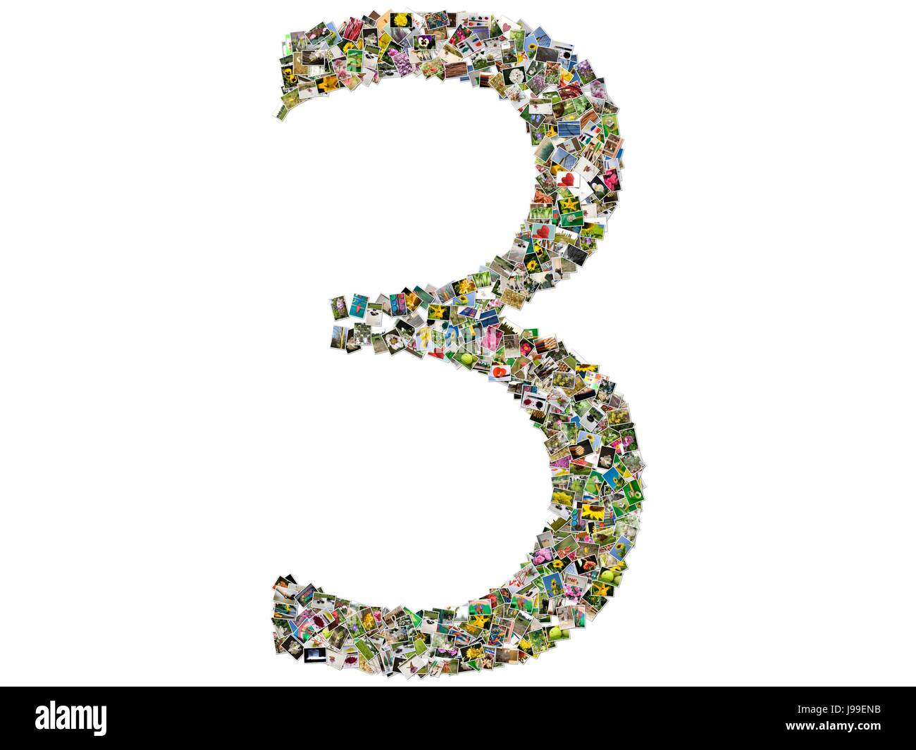 three, collage, photos, number, mosaics, mosaic, postcards, greeting ...