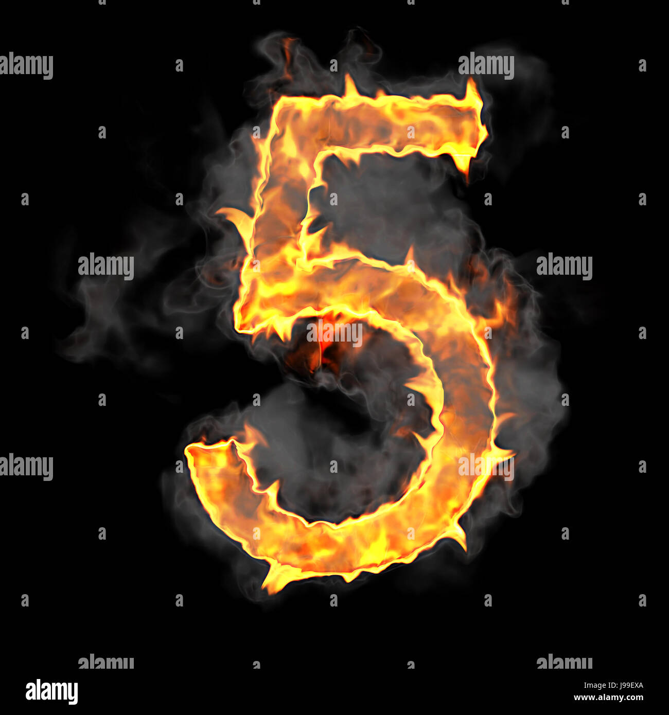 Number fire flames font five hi-res stock photography and images - Alamy