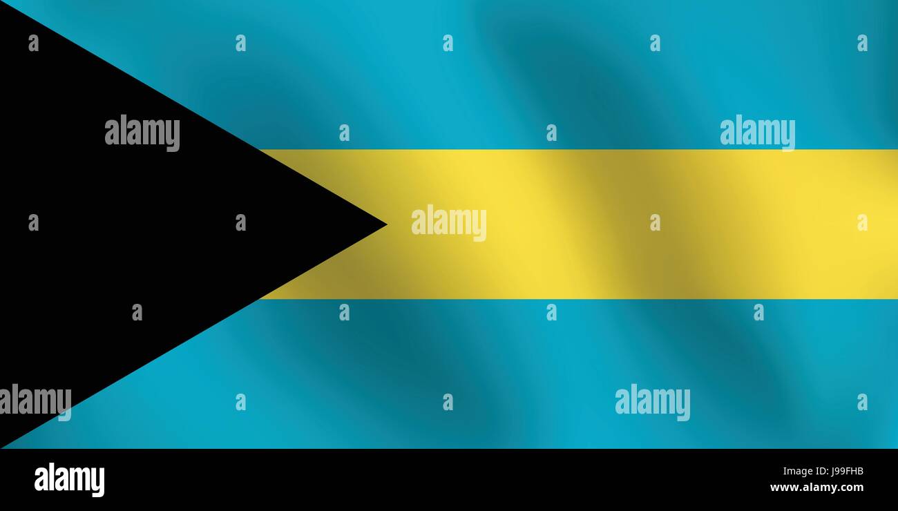 Flag of Bahamas with a little Waving, Shading & Flag Colors separated ...