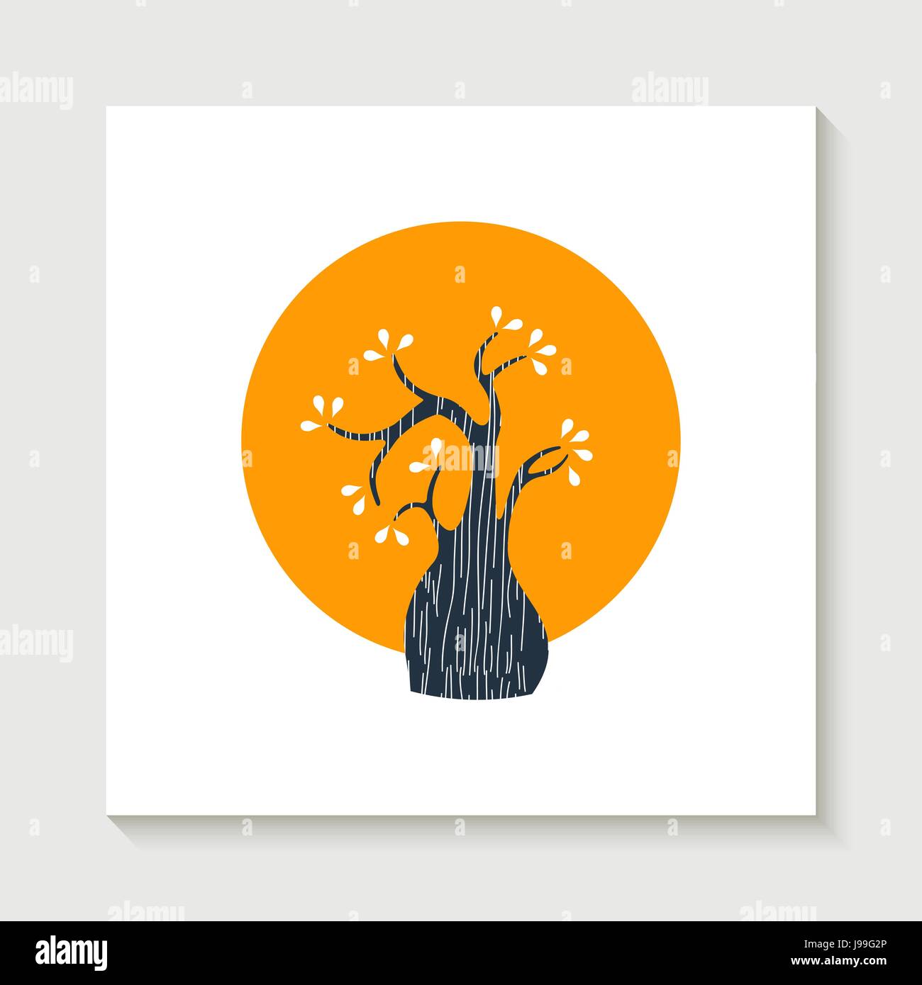 Concept cute tree illustration design with colorful geometric shape ...