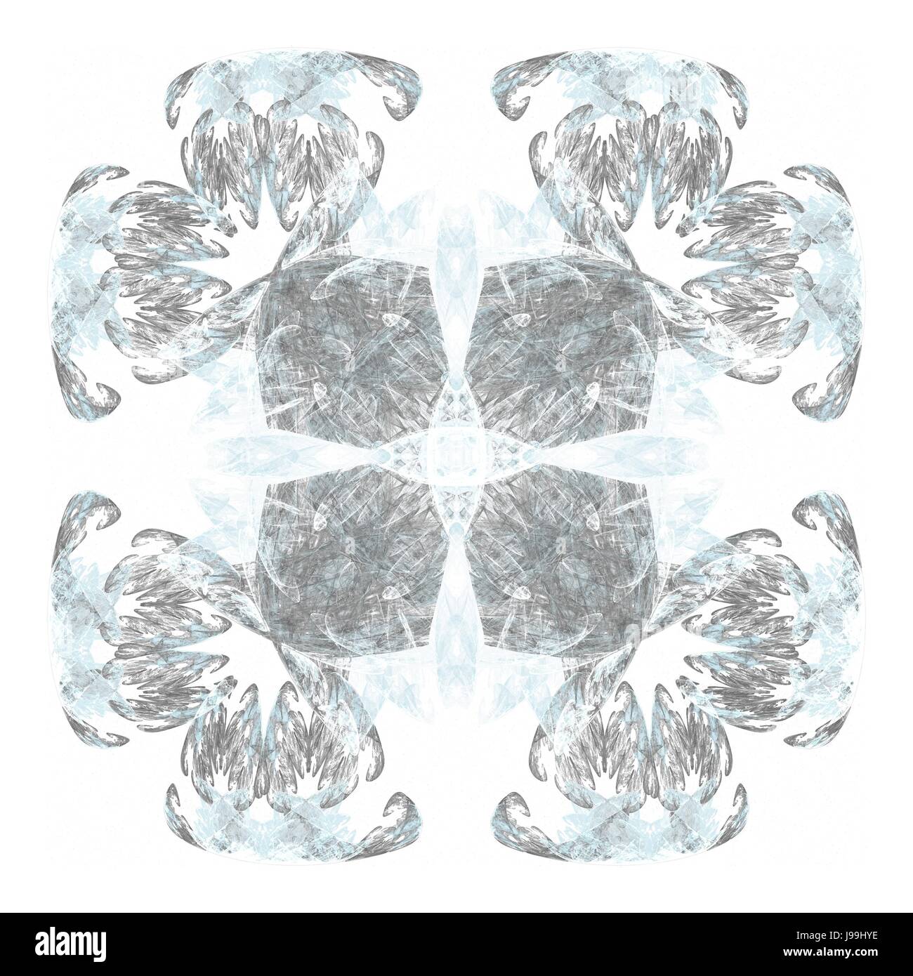 Abstract grunge light blue floral pattern isolated on white background ...
