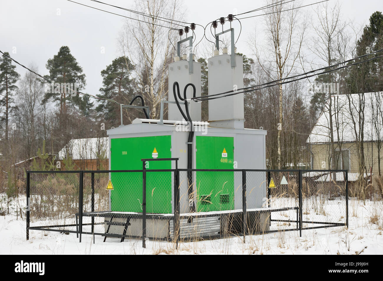 Electrical transformer substation (industrial transformers) in the ...