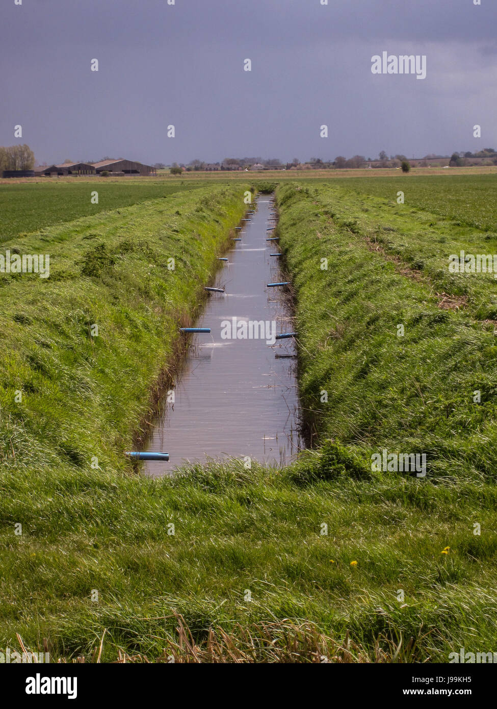 blue, cloud, field, farm, lowland, ditch, drainage, pipe, firmament ...