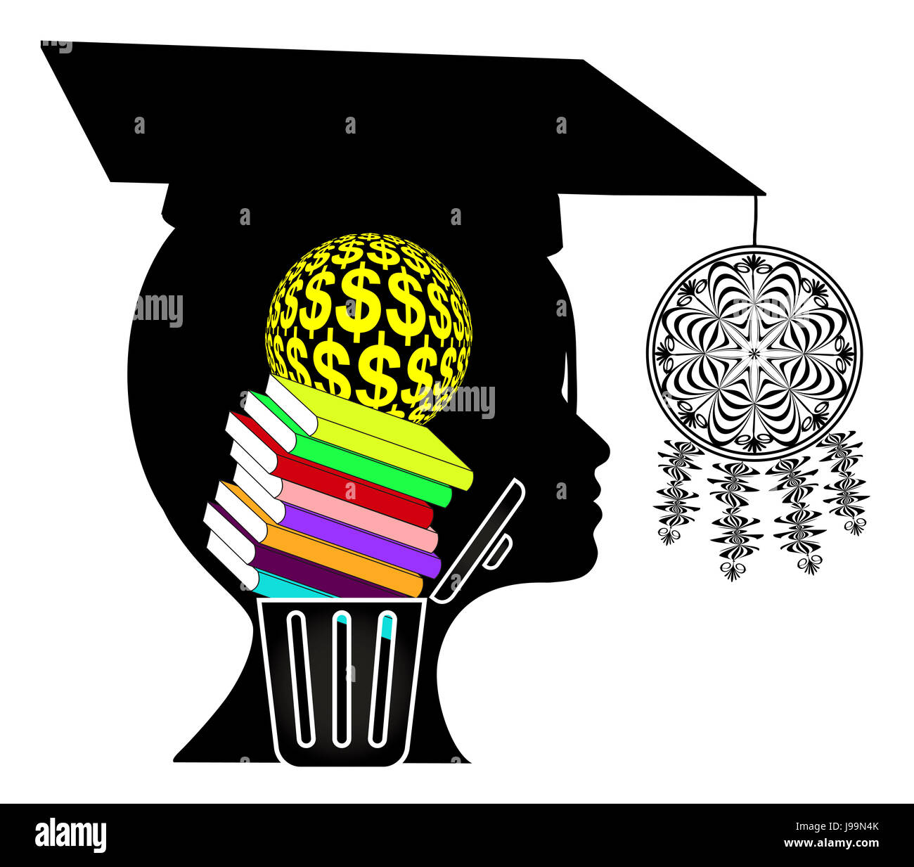 Female graduate visualizes her life plan after finishing her studies ...