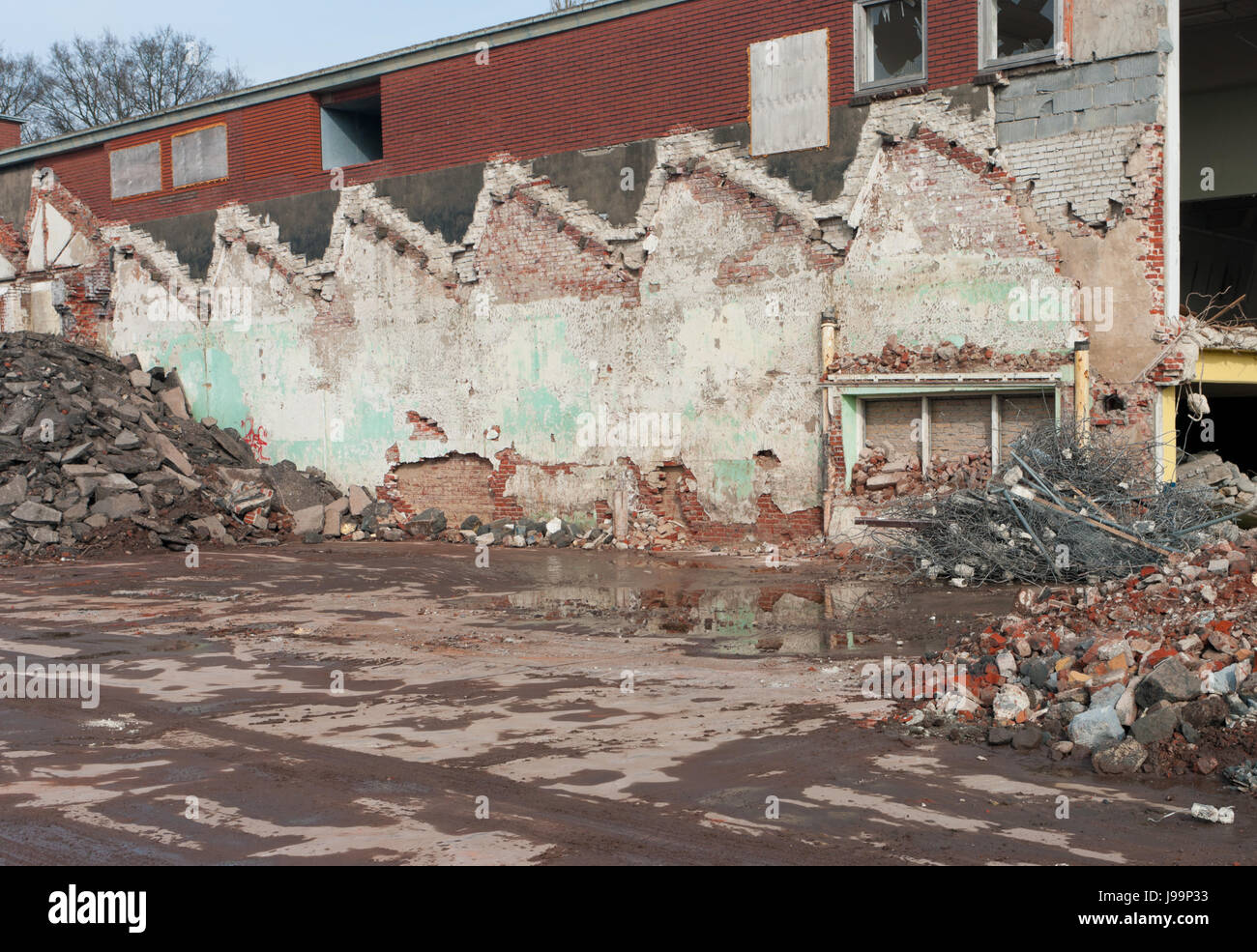 industrial, wall, broken, ruin, decay, work, factory, demolition ...